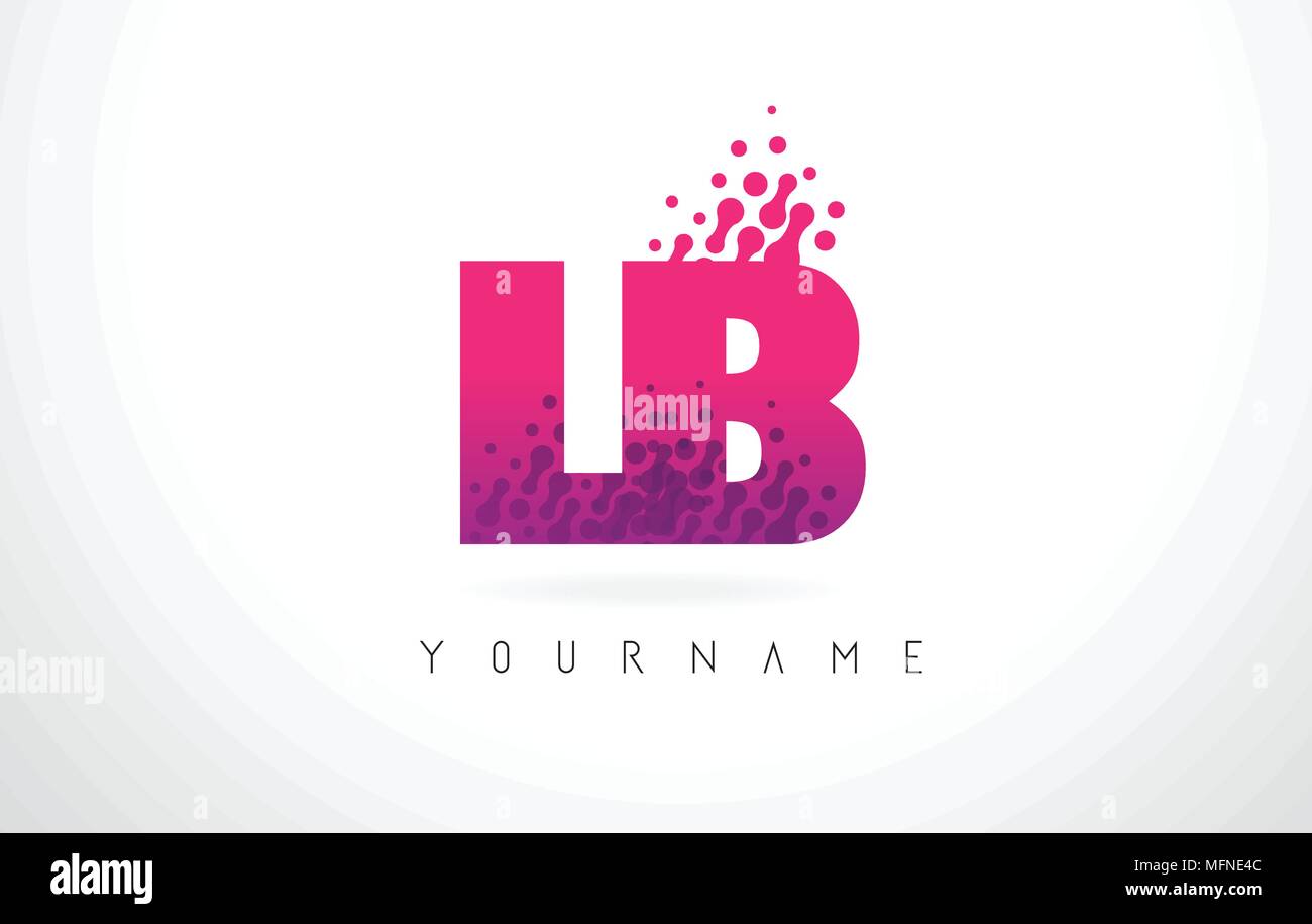 LB L B Letter Logo with Pink Letters and Purple Color Particles Dots ...