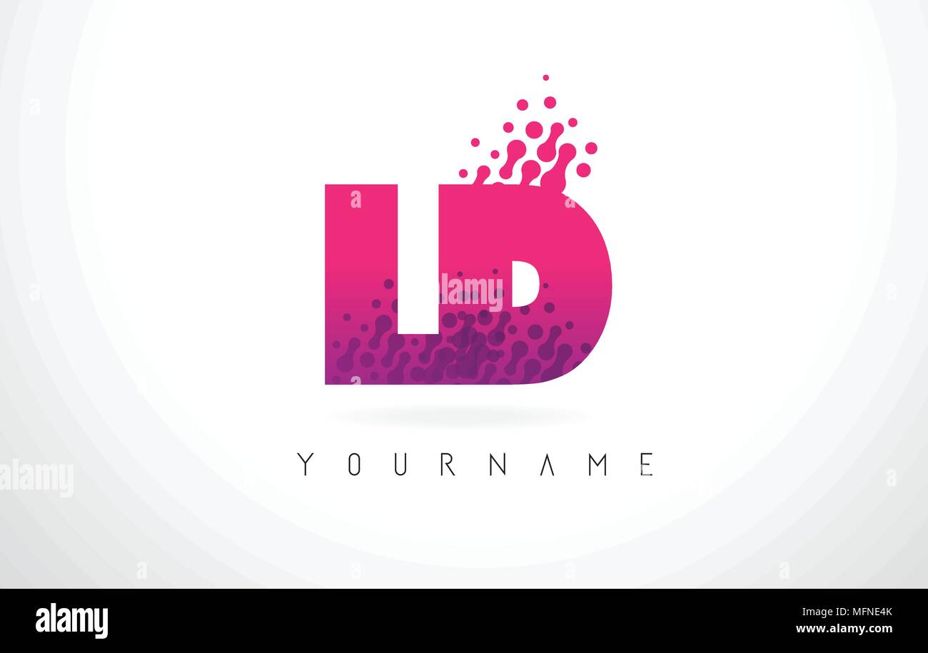 LD L D Letter Logo with Pink Letters and Purple Color Particles Dots ...