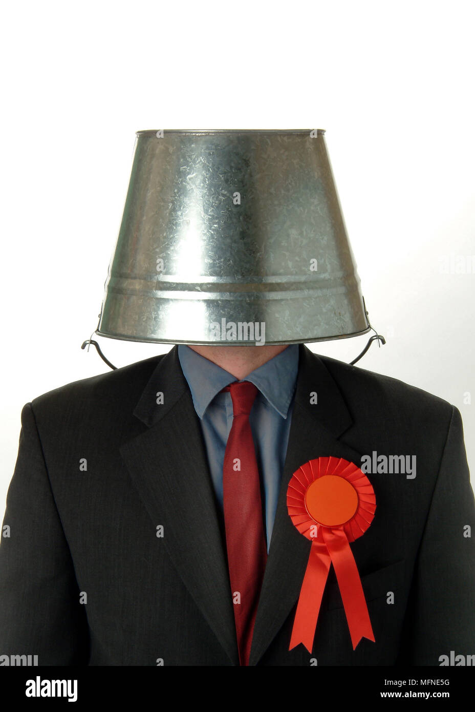 Close-up of a businessman with a bucket on his head Ref: CRB117 10024 ...