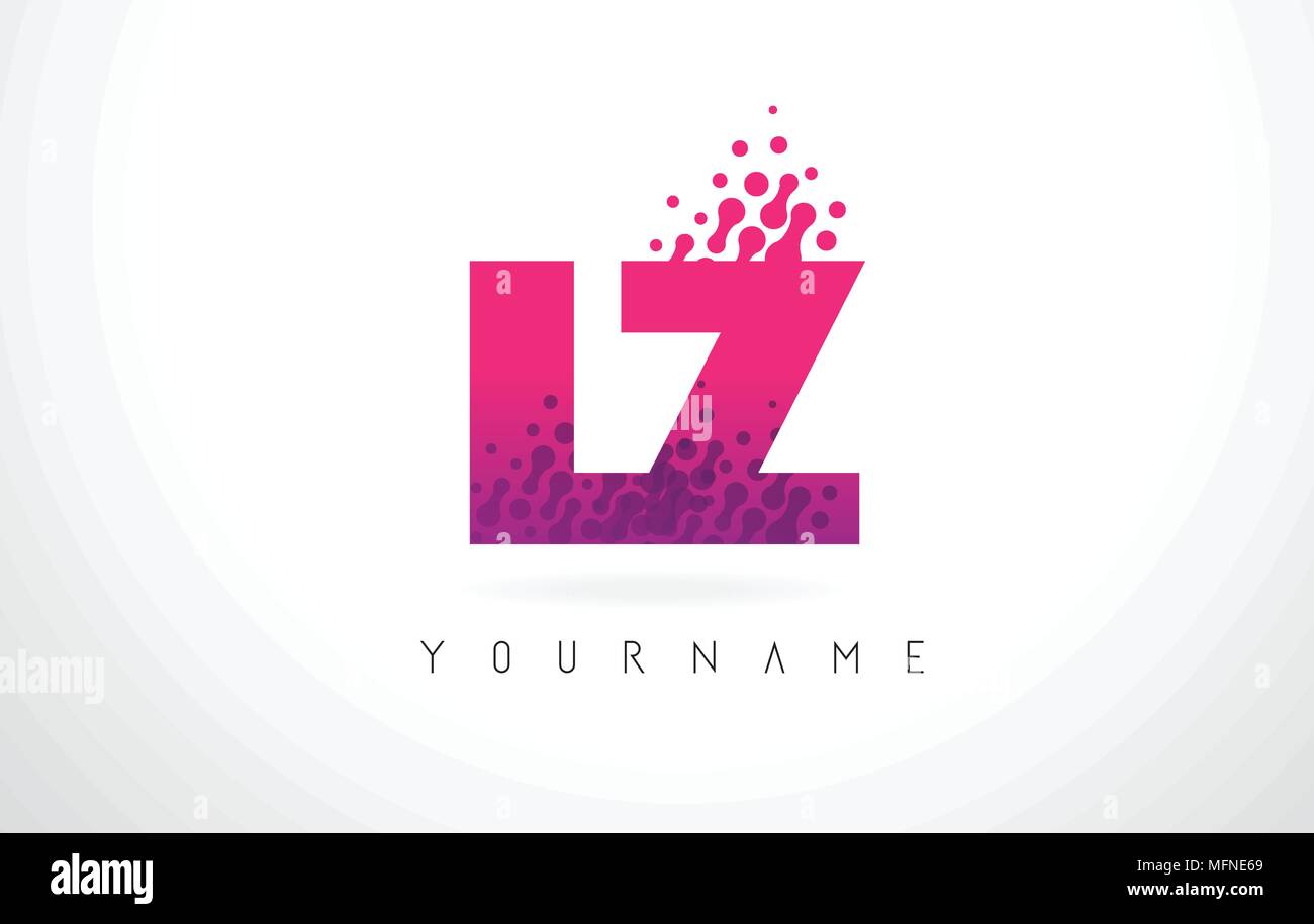 LZ L Z Letter Logo with Pink Letters and Purple Color Particles Dots ...