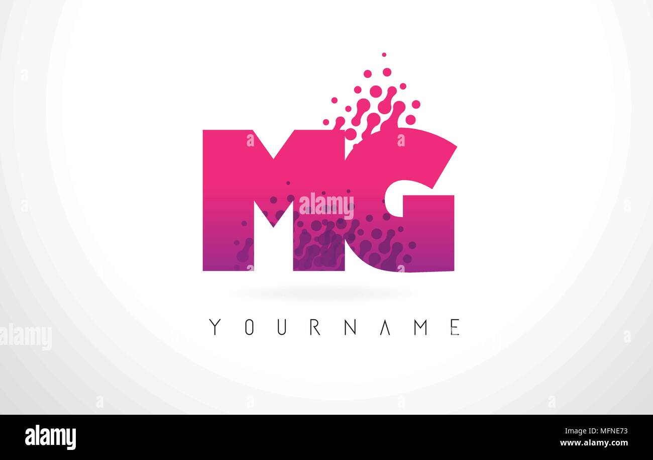 MG M G Letter Logo with Pink Letters and Purple Color Particles Dots ...