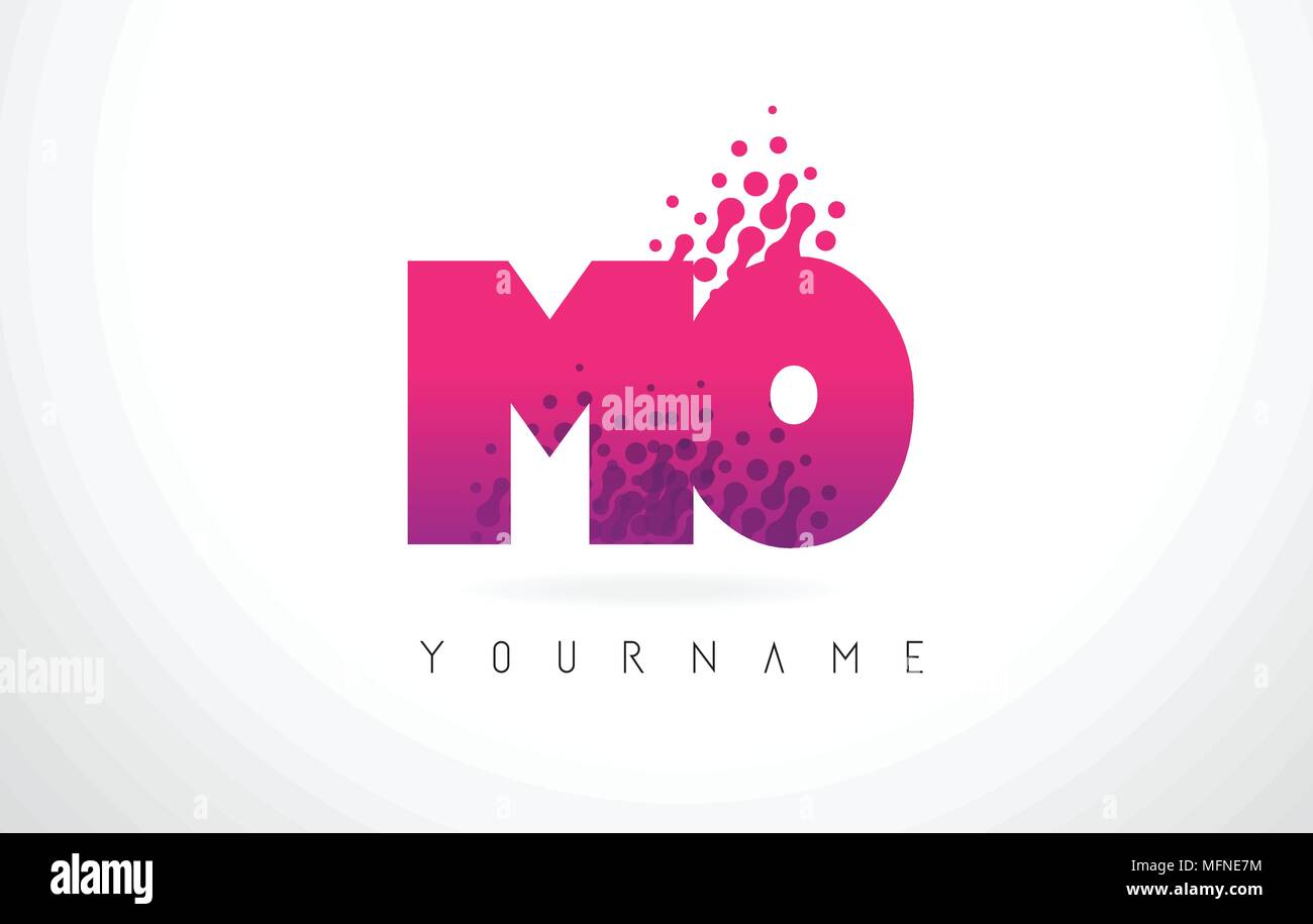 MO M O Letter Logo with Pink Letters and Purple Color Particles Dots ...