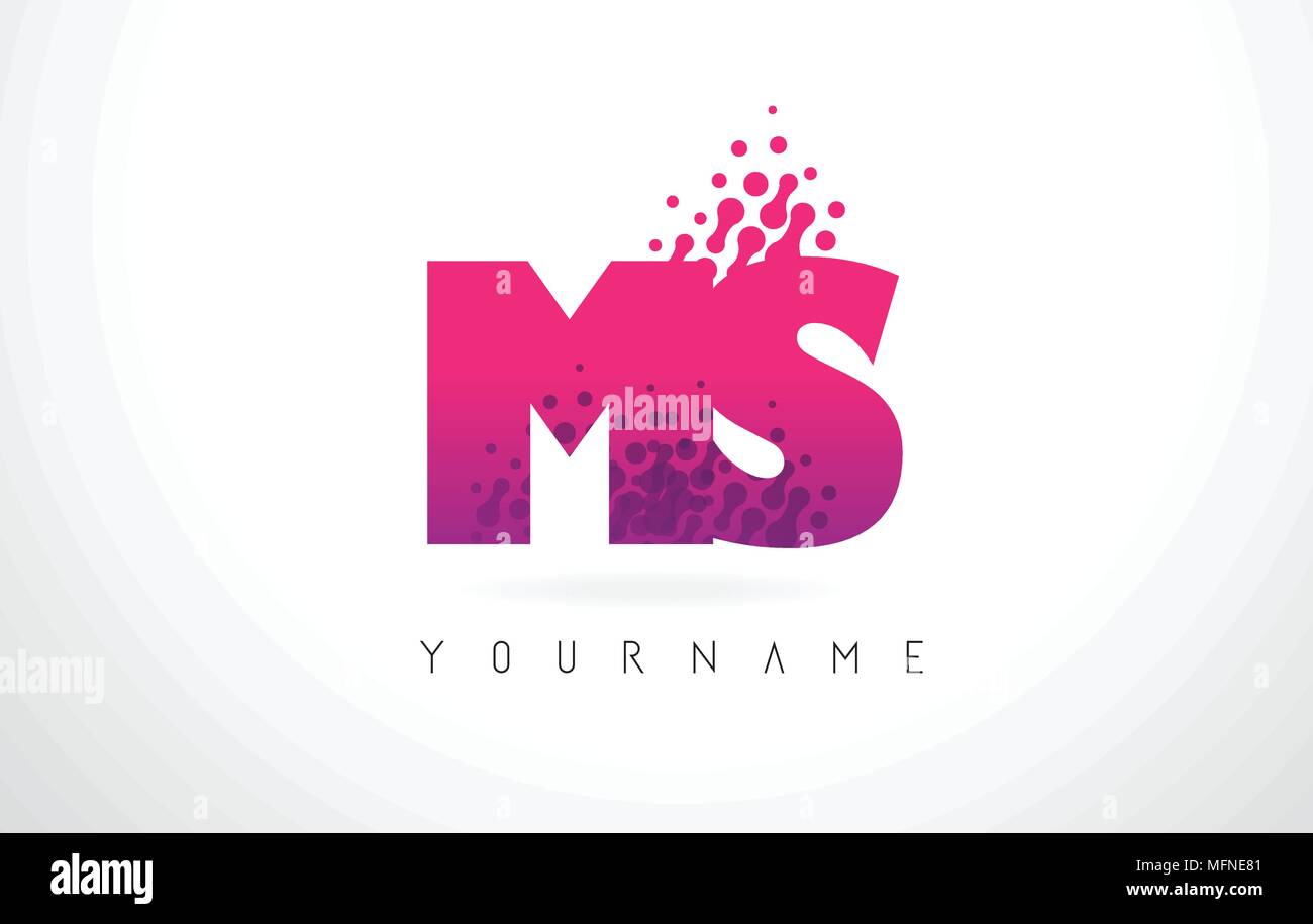 MS M S Letter Logo with Pink Letters and Purple Color Particles Dots ...