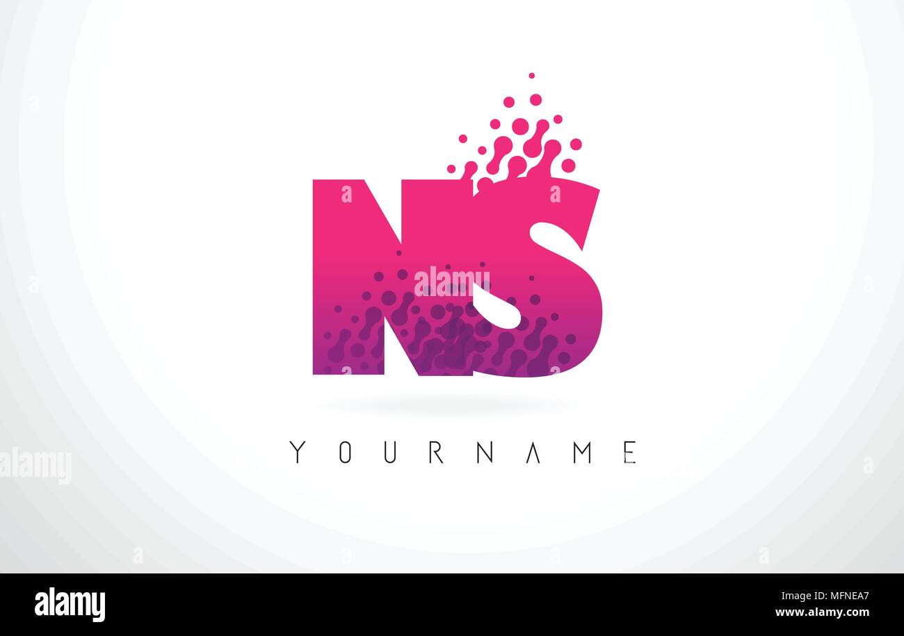 NS N S Letter Logo with Pink Letters and Purple Color Particles Dots ...