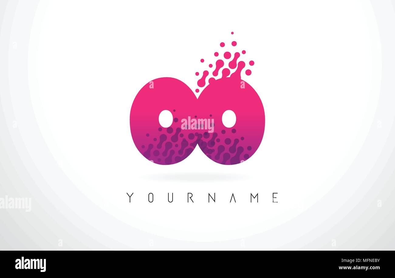 OO O Letter Logo with Pink Letters and Purple Color Particles Dots ...