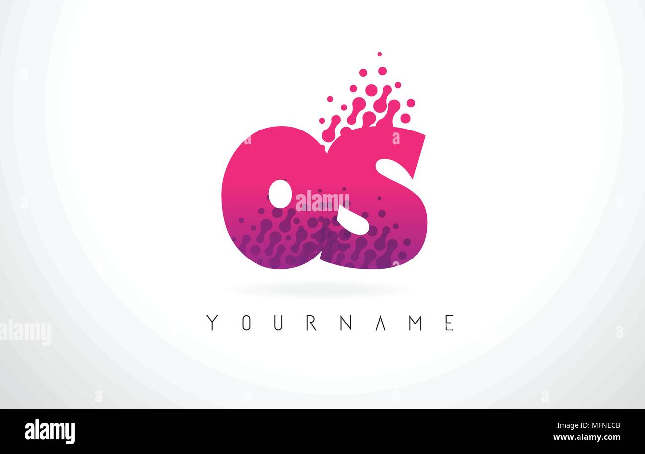 OS O S Letter Logo with Pink Letters and Purple Color Particles Dots ...