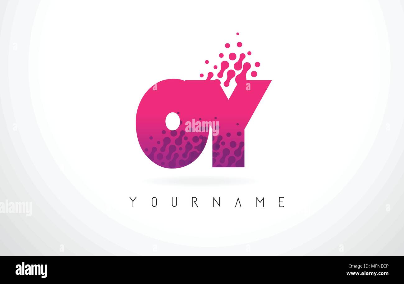 OY O Y Letter Logo with Pink Letters and Purple Color Particles Dots ...
