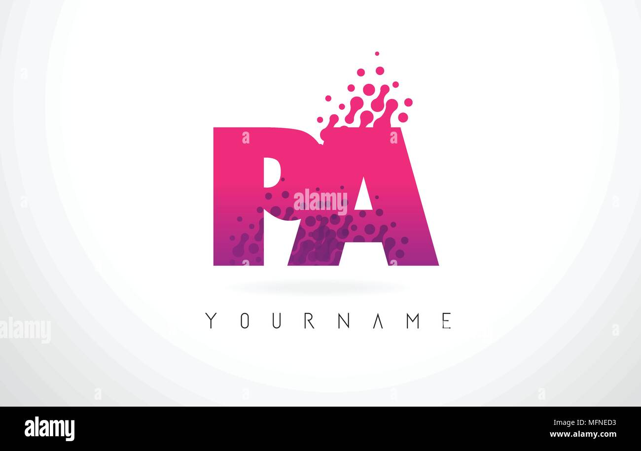 PA P A Letter Logo with Pink Letters and Purple Color Particles Dots ...