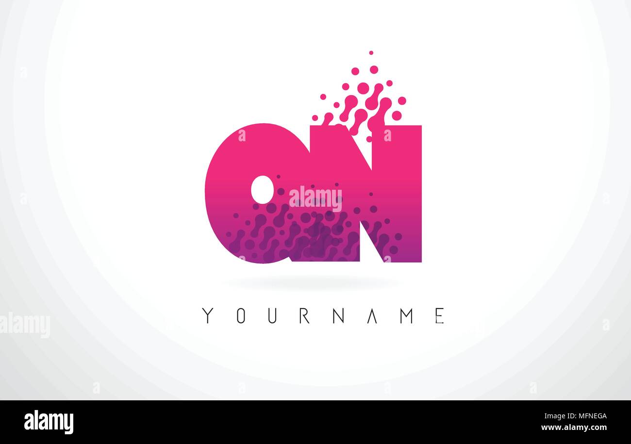 QN Q N Letter Logo with Pink Letters and Purple Color Particles Dots ...
