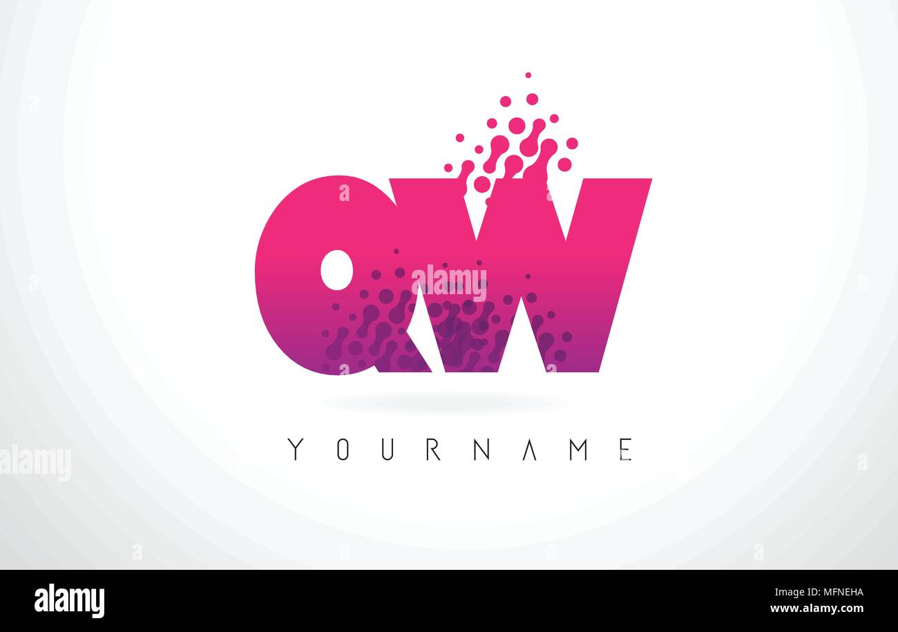 QW Q W Letter Logo with Pink Letters and Purple Color Particles Dots ...