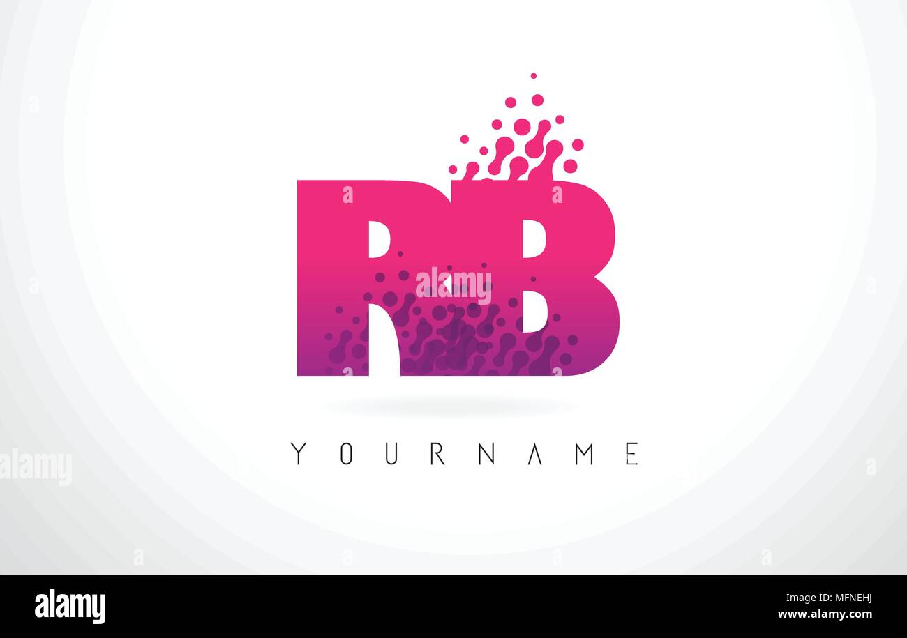 RB R B Letter Logo with Pink Letters and Purple Color Particles Dots ...