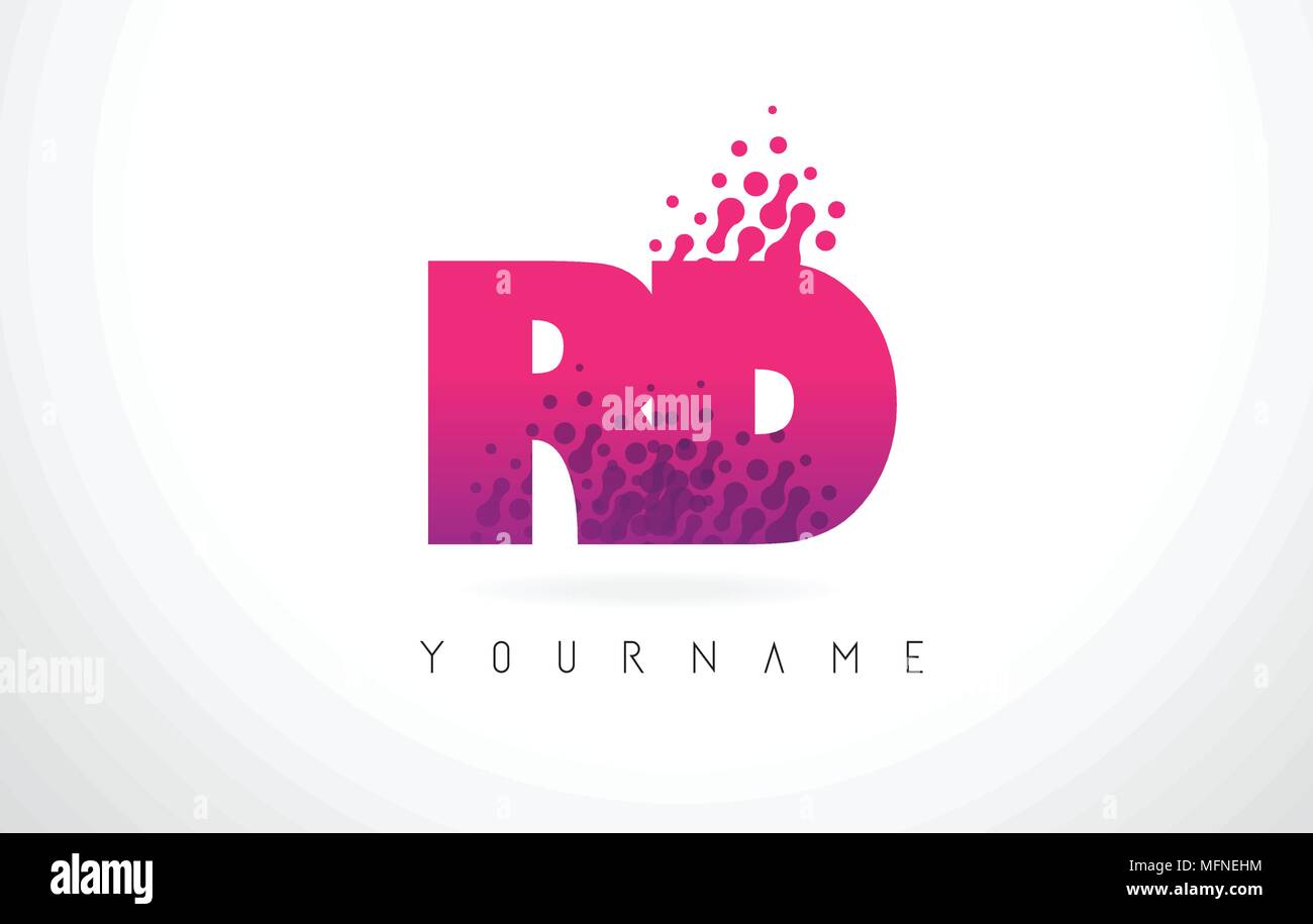 RD R D Letter Logo with Pink Letters and Purple Color Particles Dots ...