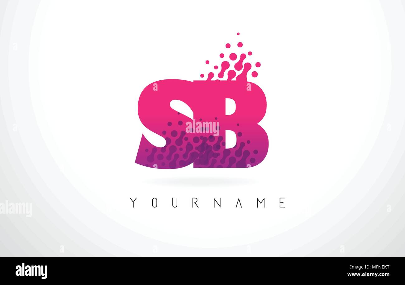 SB S B Letter Logo with Pink Letters and Purple Color Particles Dots ...
