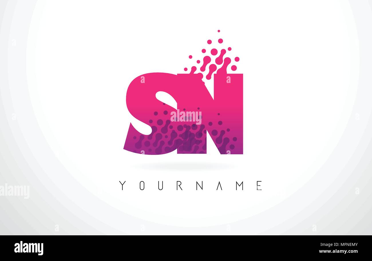 SN S N Letter Logo with Pink Letters and Purple Color Particles Dots ...