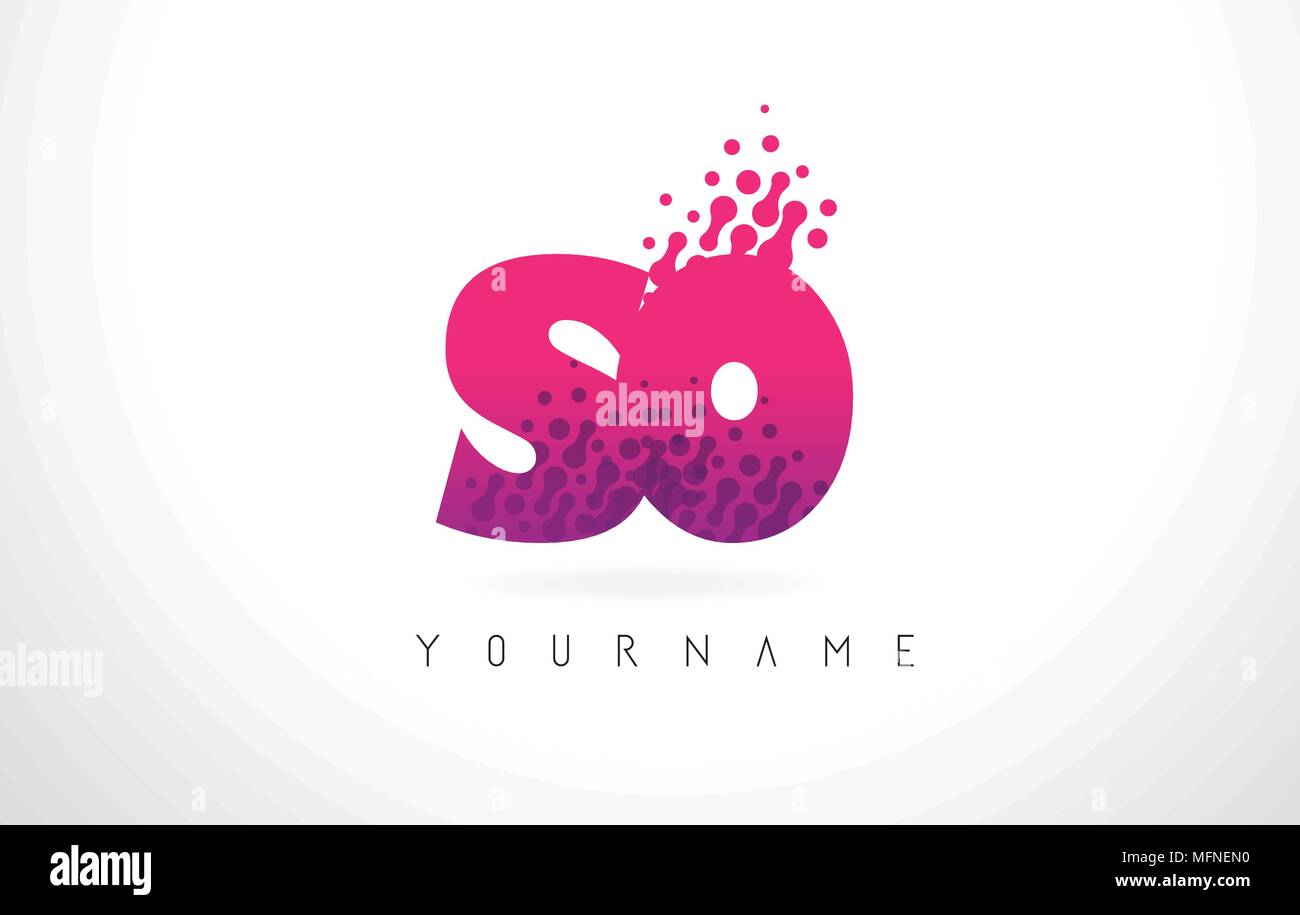 SO S O Letter Logo with Pink Letters and Purple Color Particles Dots ...