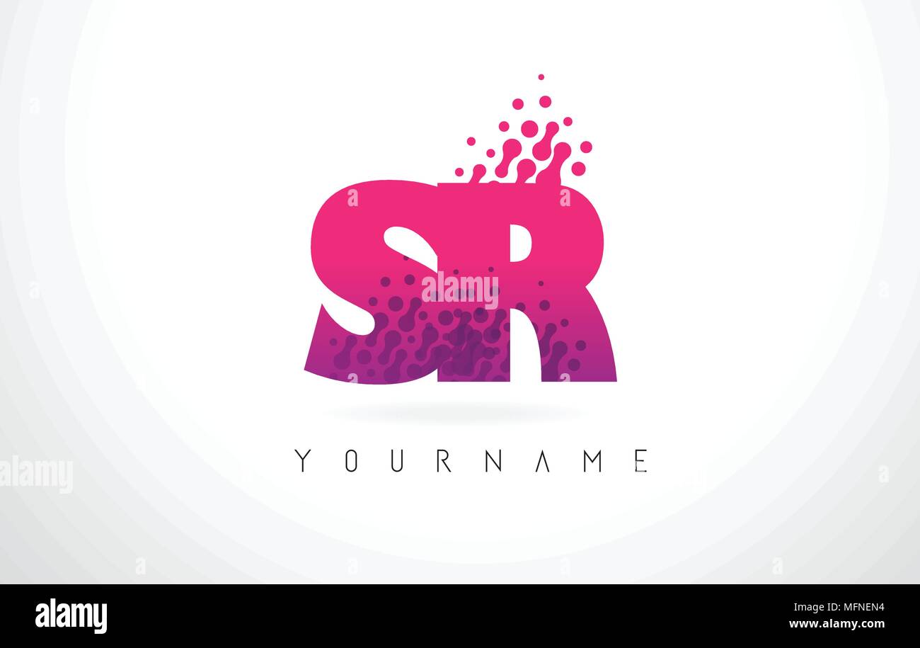 SR S R Letter Logo with Pink Letters and Purple Color Particles Dots ...