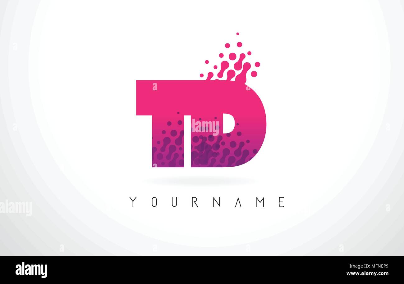 TD T D Letter Logo with Pink Letters and Purple Color Particles Dots ...