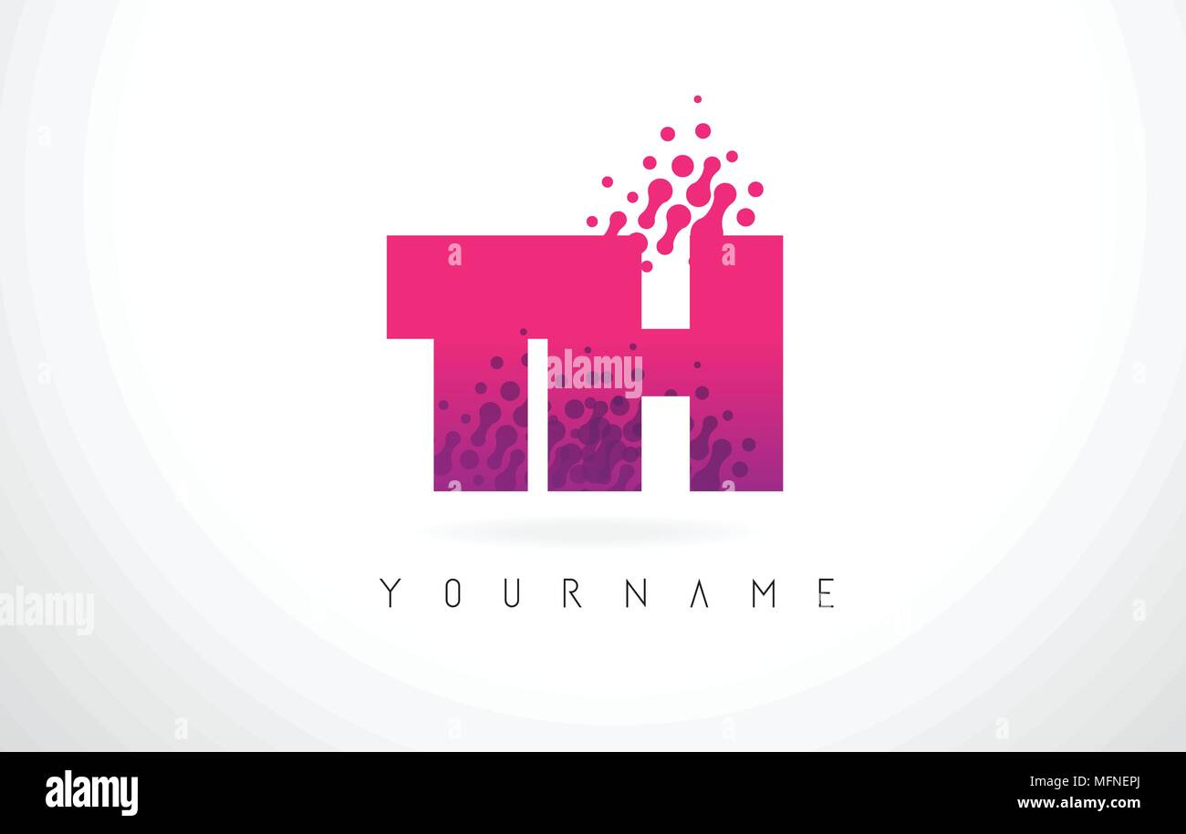 TH T H Letter Logo with Pink Letters and Purple Color Particles Dots ...