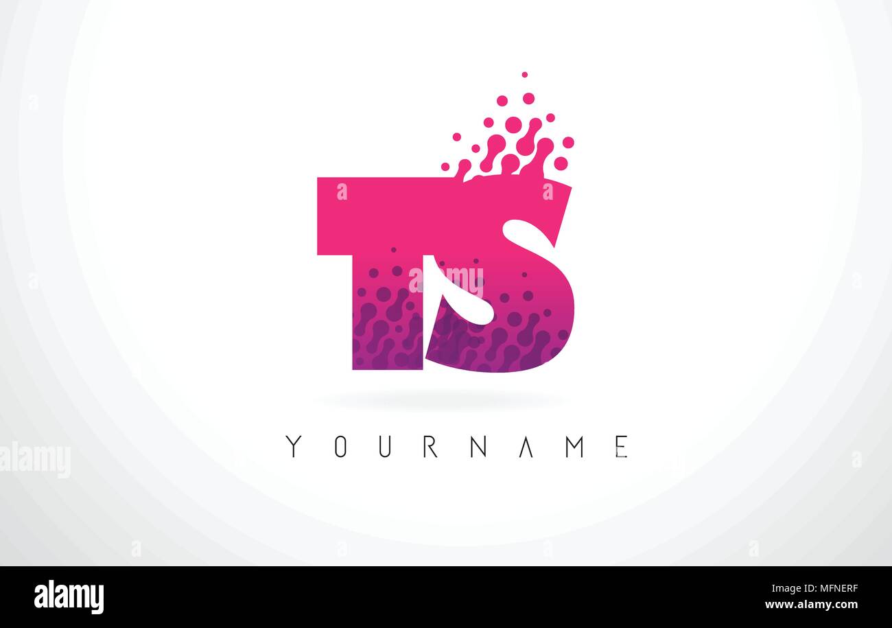 TS T S Letter Logo with Pink Letters and Purple Color Particles Dots ...
