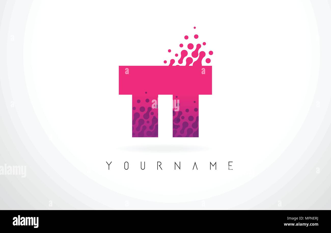 TT T Letter Logo with Pink Letters and Purple Color Particles Dots ...