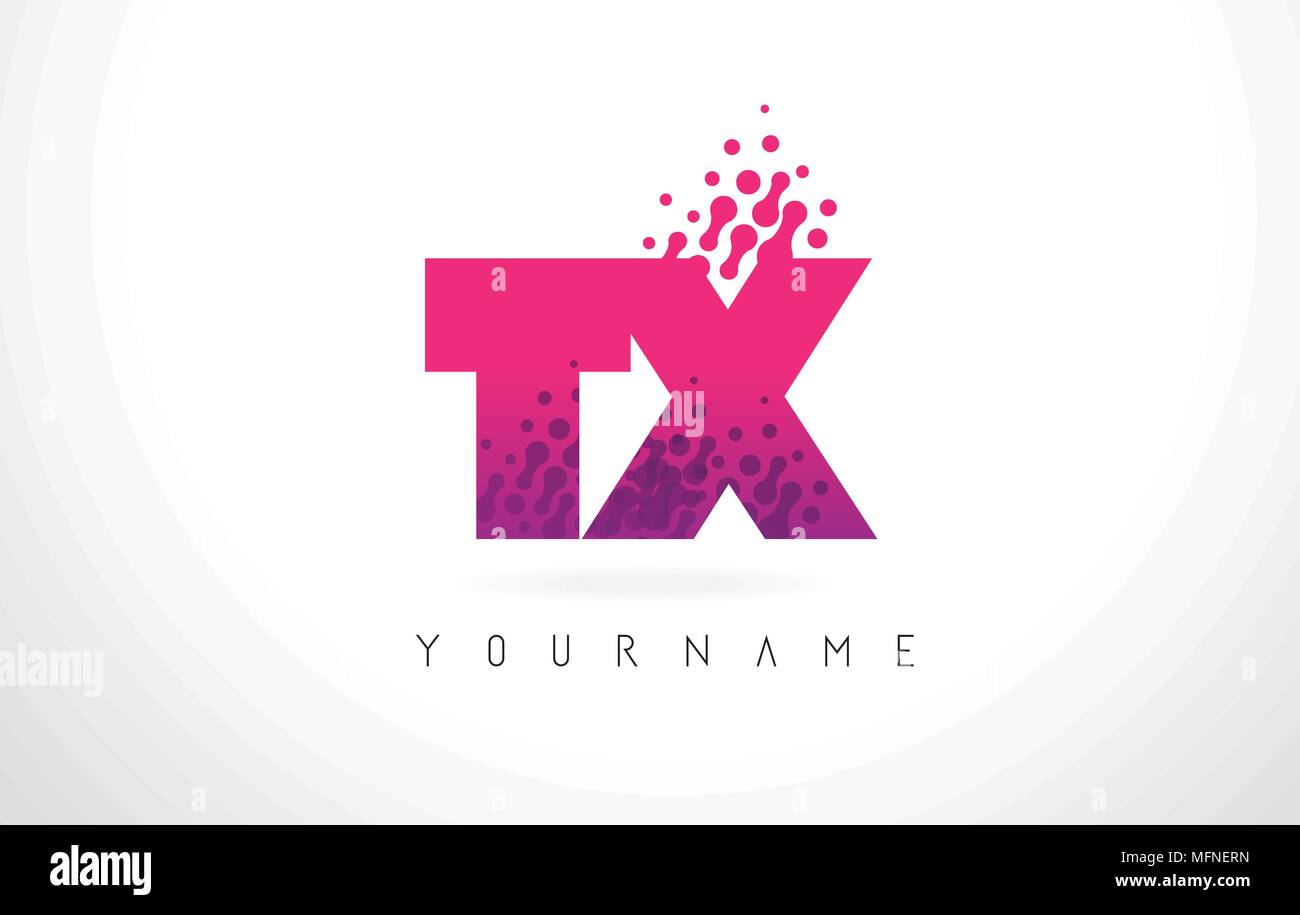 TX T X Letter Logo with Pink Letters and Purple Color Particles Dots ...
