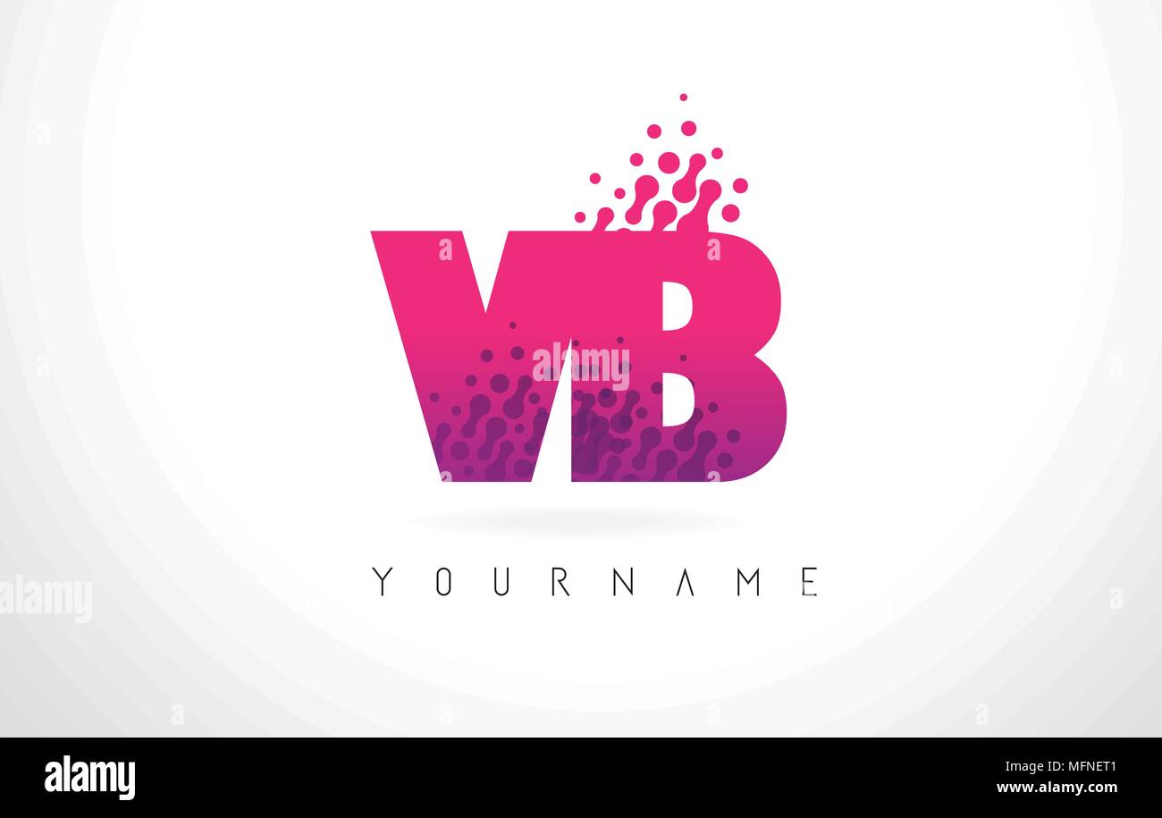 VB V B Letter Logo with Pink Letters and Purple Color Particles Dots ...