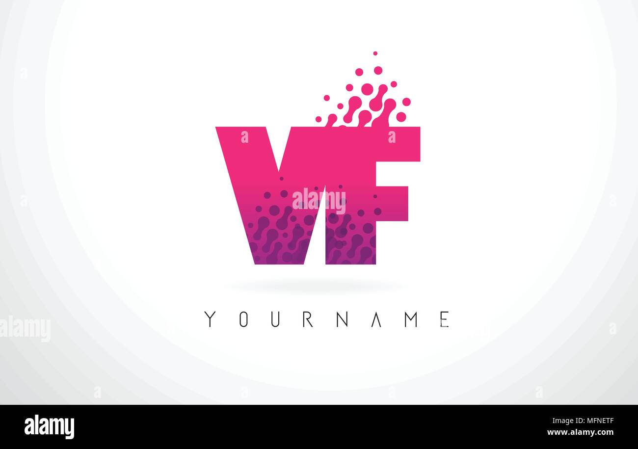 VF V F Letter Logo with Pink Letters and Purple Color Particles Dots ...
