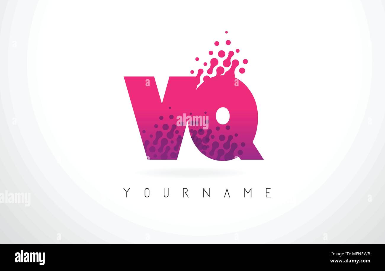 VQ V Q Letter Logo with Pink Letters and Purple Color Particles Dots Design Stock Vector Image ...