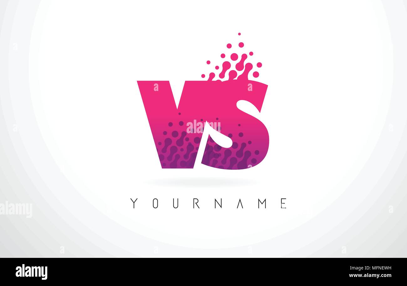 VS V S Letter Logo with Pink Letters and Purple Color Particles Dots ...