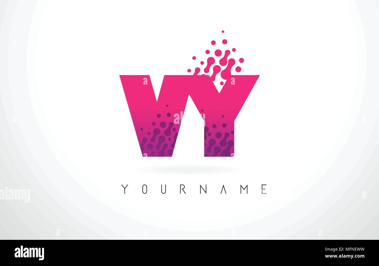 VY V Y Letter Logo with Pink Letters and Purple Color Particles Dots ...