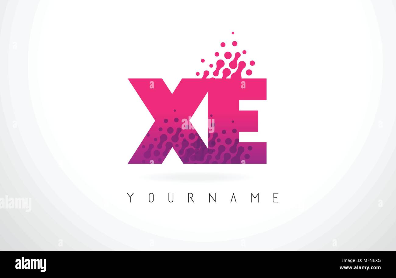 XE X E Letter Logo with Pink Letters and Purple Color Particles Dots ...