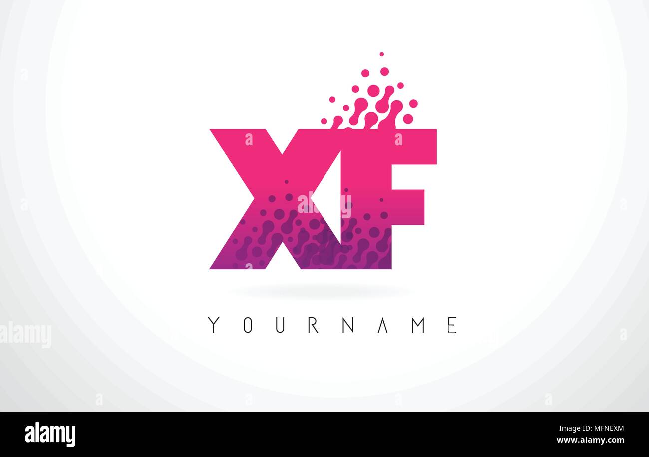 XF X F Letter Logo with Pink Letters and Purple Color Particles Dots ...