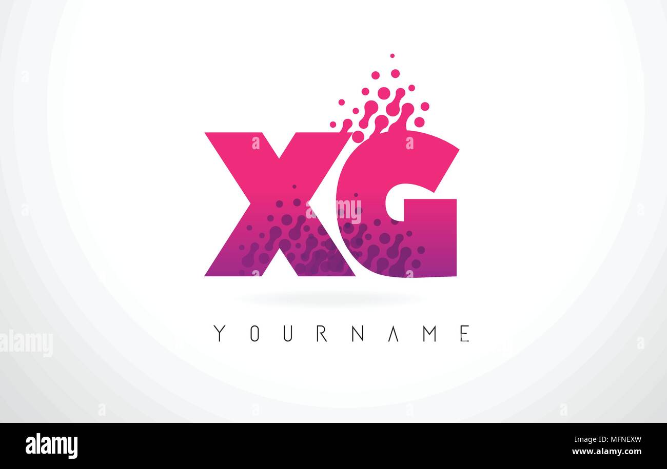 XG X G Letter Logo with Pink Letters and Purple Color Particles Dots ...
