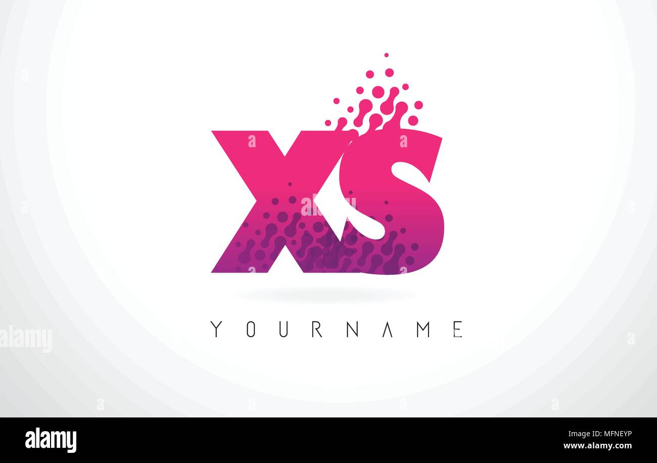 XS X S Letter Logo with Pink Letters and Purple Color Particles Dots ...