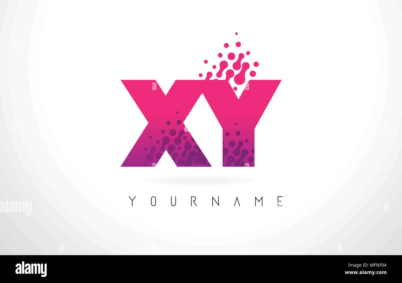 XY X Y Letter Logo with Pink Letters and Purple Color Particles Dots ...