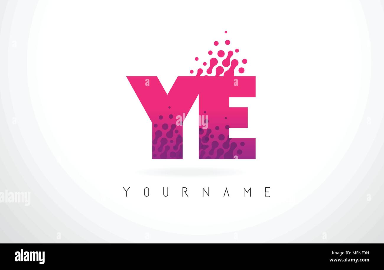 YE Y E Letter Logo with Pink Letters and Purple Color Particles Dots ...
