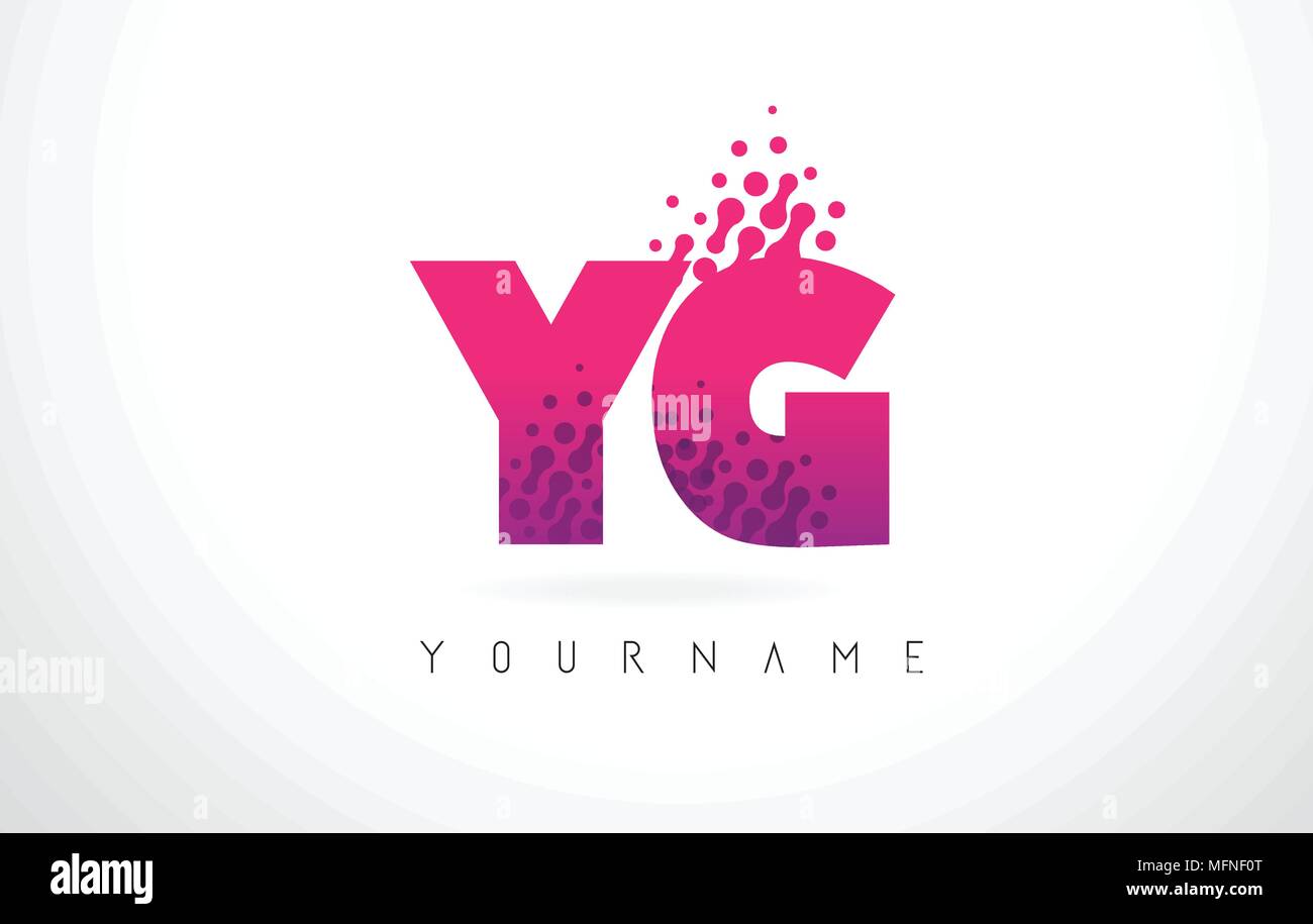 YG Y G Letter Logo with Pink Letters and Purple Color Particles Dots ...