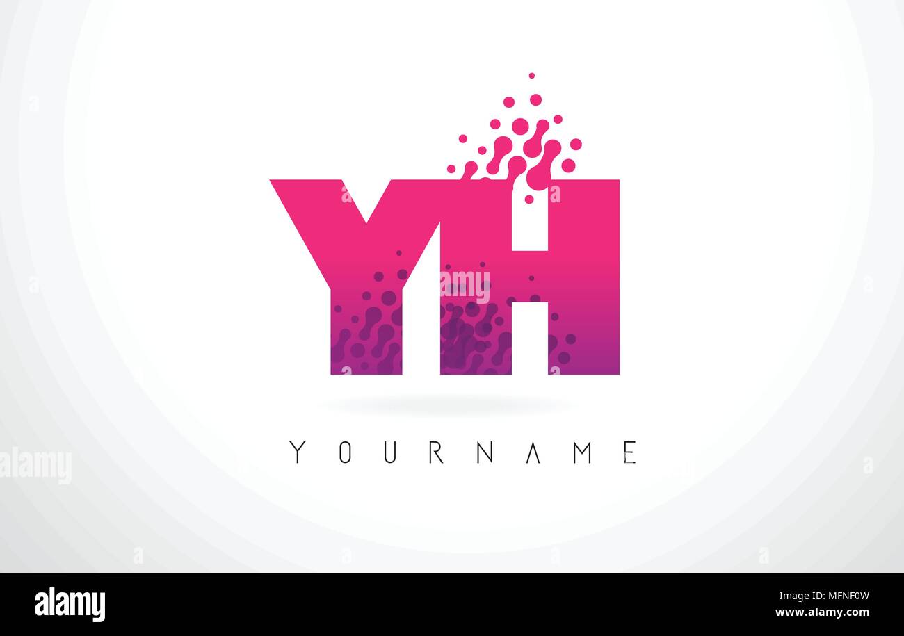 YH Y H Letter Logo with Pink Letters and Purple Color Particles Dots ...