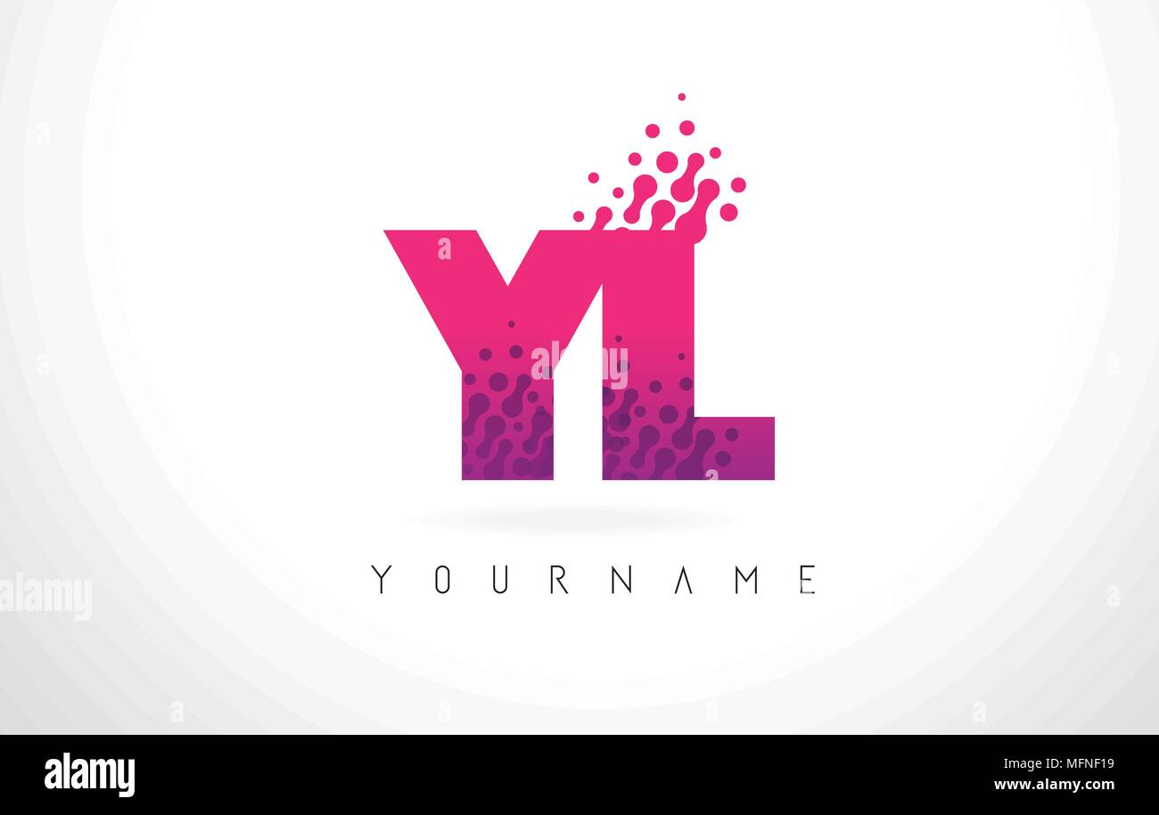 YL Y L Letter Logo with Pink Letters and Purple Color Particles Dots ...