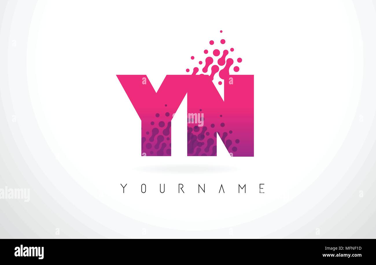 YN Y N Letter Logo with Pink Letters and Purple Color Particles Dots ...