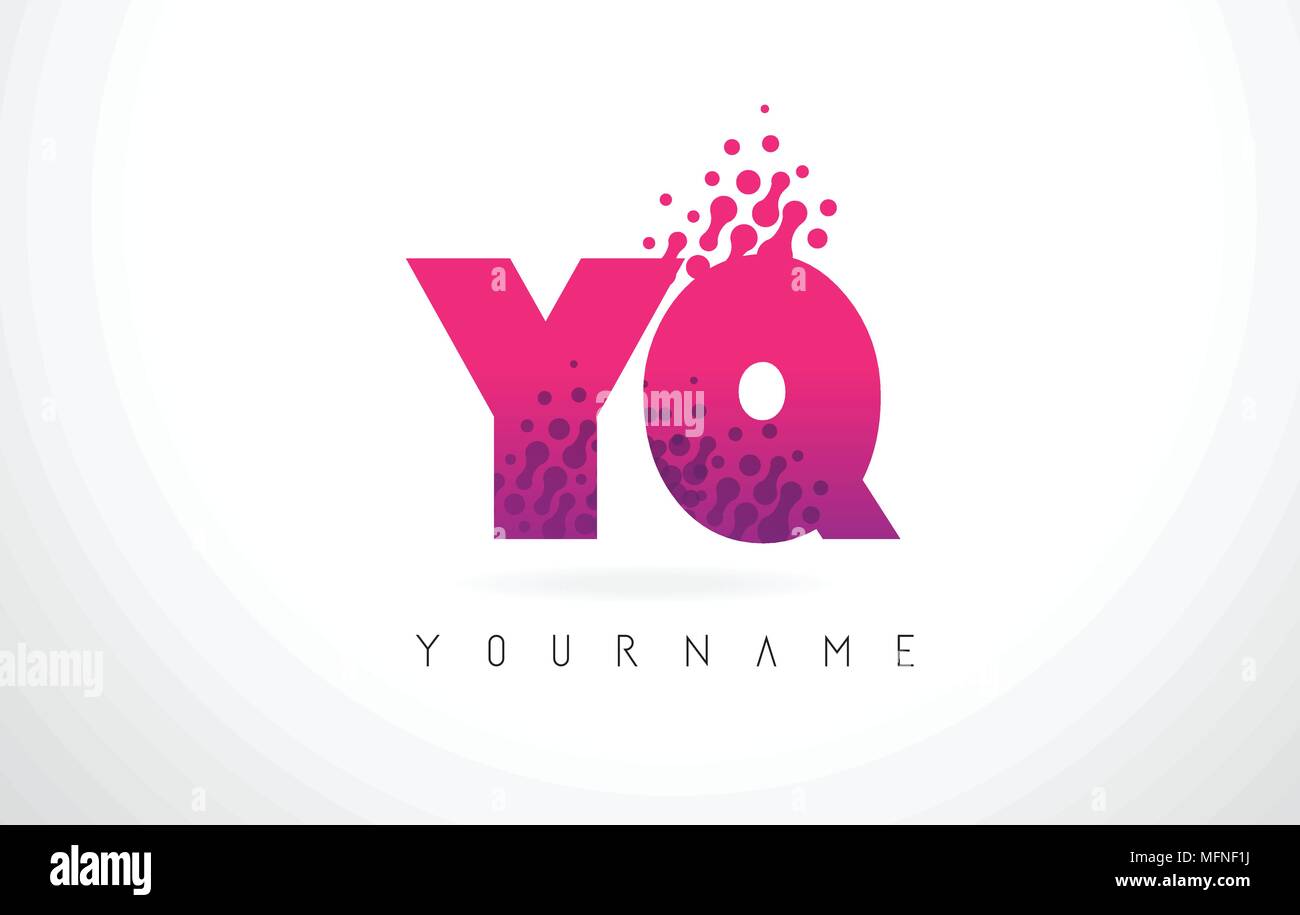 YQ Y Q Letter Logo with Pink Letters and Purple Color Particles Dots ...