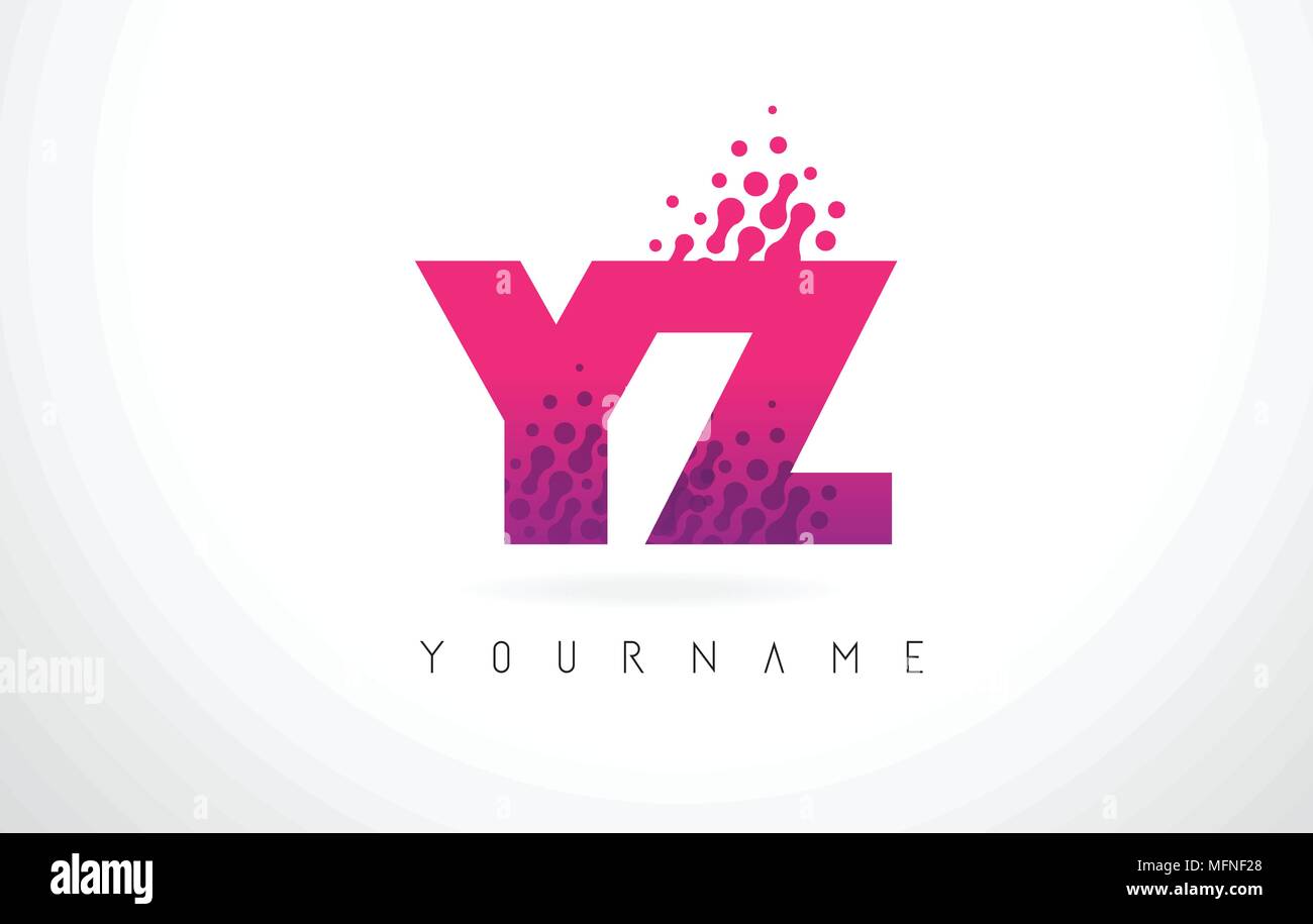 YZ Y Z Letter Logo with Pink Letters and Purple Color Particles Dots ...