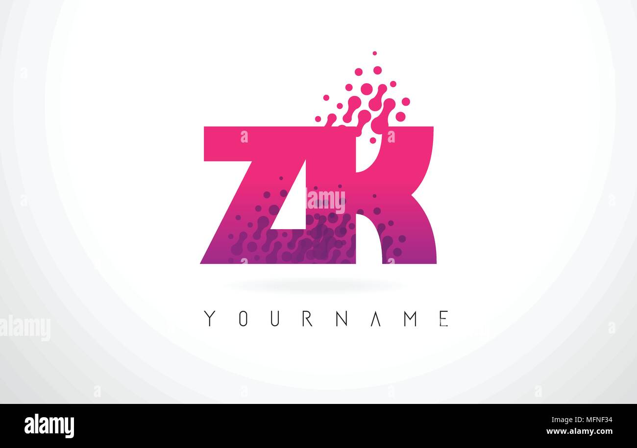 ZK Z K Letter Logo with Pink Letters and Purple Color Particles Dots ...