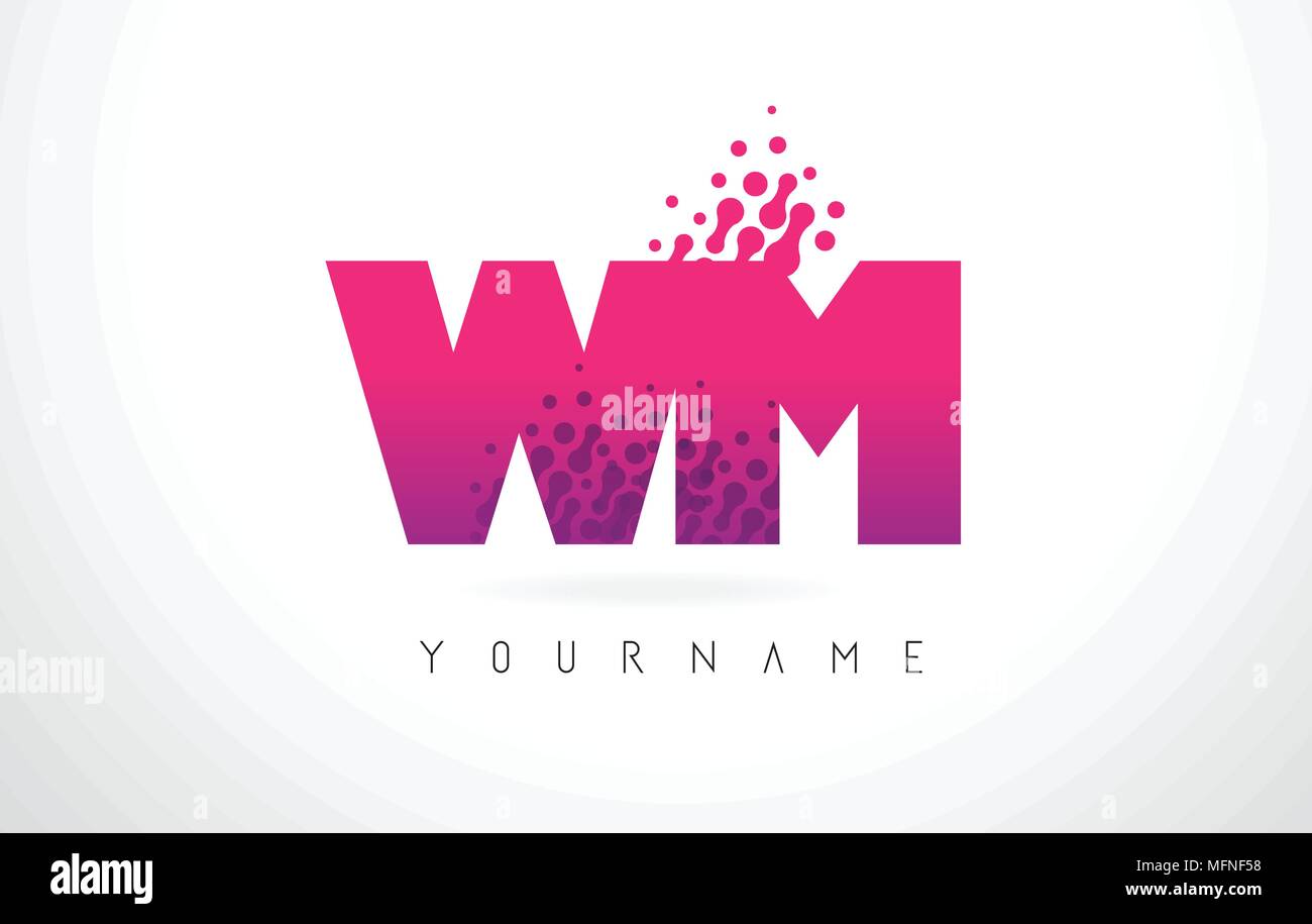 WM W M Letter Logo with Pink Letters and Purple Color Particles Dots ... WM W M Letter Logo with Pink Letters and Purple Color Particles Dots ...