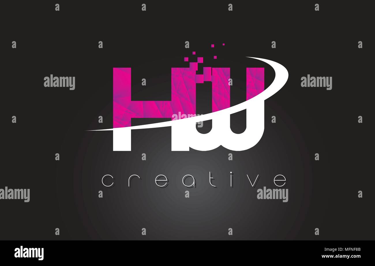 HW H W Creative Letters Design. White Pink Letter Vector Illustration ...