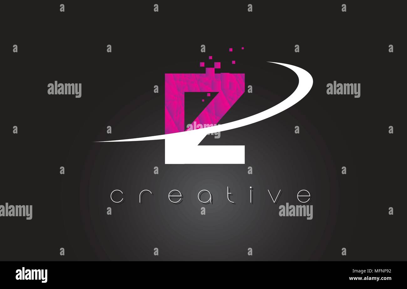 IZ I Z Creative Letters Design. White Pink Letter Vector Illustration ...