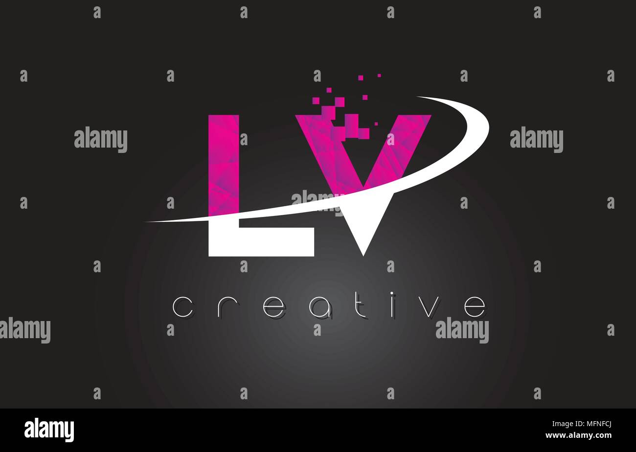 LV L V Creative Letters Design. White Pink Letter Vector Illustration ...