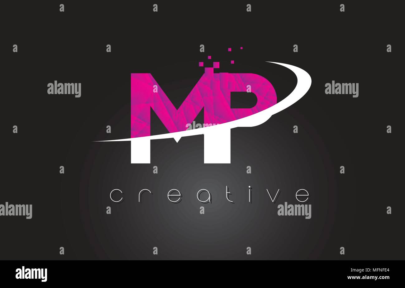 MP M P Creative Letters Design. White Pink Letter Vector Illustration ...