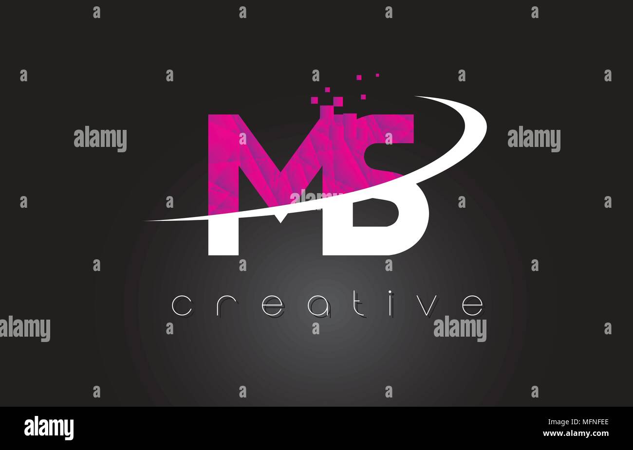 MS M S Creative Letters Design. White Pink Letter Vector Illustration ...