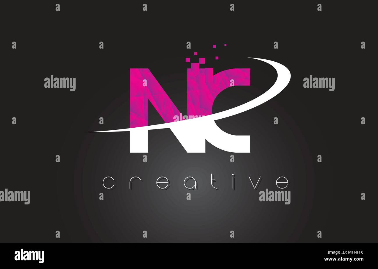 NC N C Creative Letters Design. White Pink Letter Vector Illustration ...